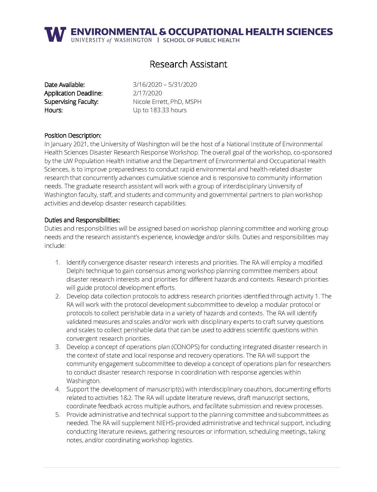 Grads: Spring Quarter RA in DEOHS | Department of Atmospheric and ...